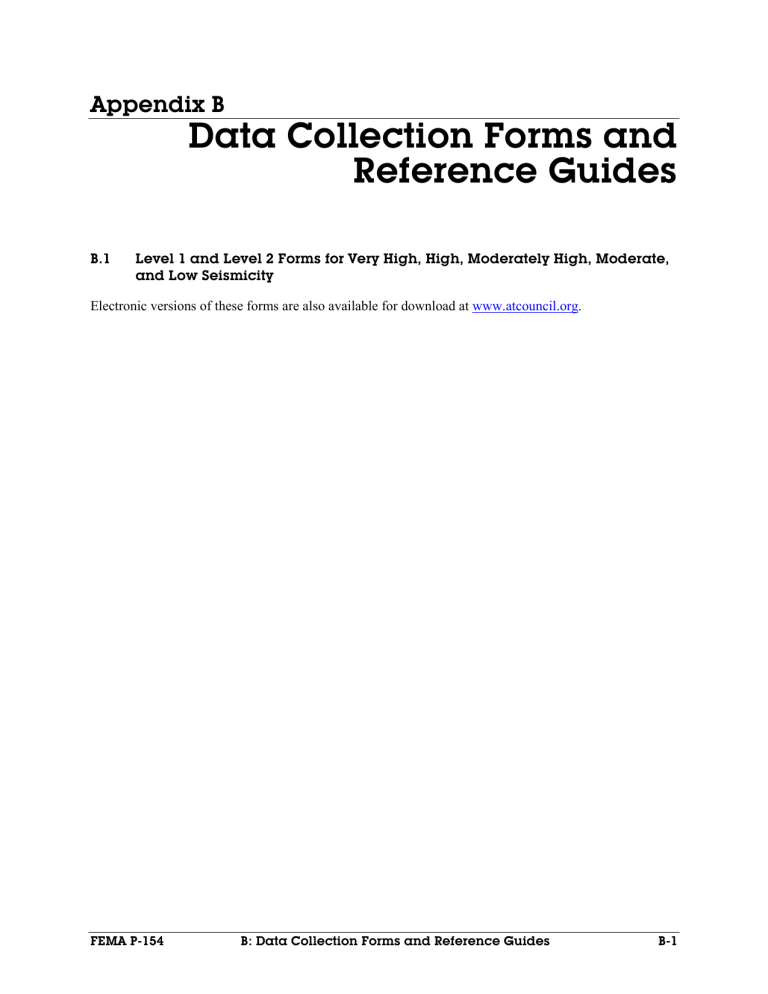 FEMA P-154 Appendix B: Data Collection Forms & Guides