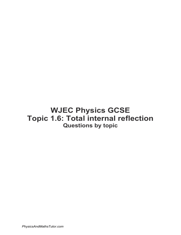 WJEC Physics GCSE Topic 1.6: Total Internal Reflection Questions
