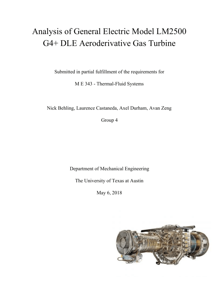 GE LM2500 G4+ DLE Gas Turbine Analysis: Thermal-Fluid Systems Report