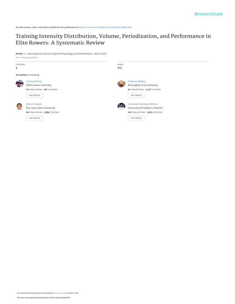 Elite Rowers Training: Intensity, Volume, Periodization Review