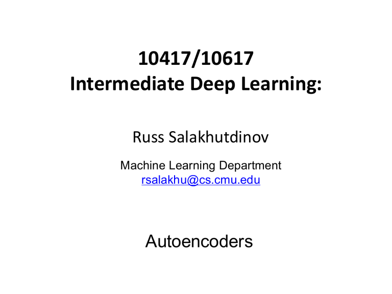Autoencoders: Deep Learning Presentation