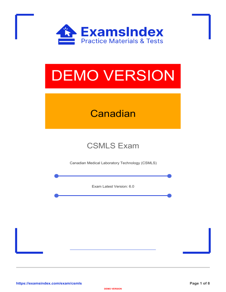 CSMLS Exam Practice Questions & Explanations