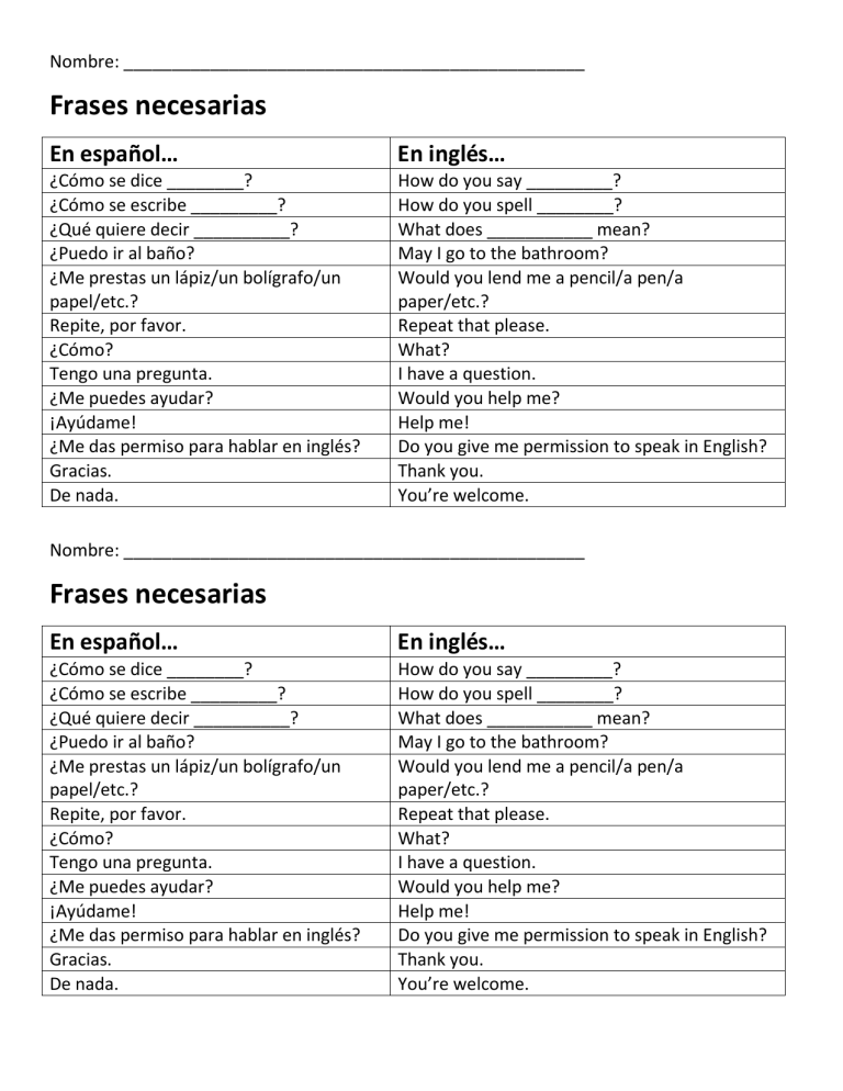Essential Spanish Phrases for English Speakers | Classroom Aid