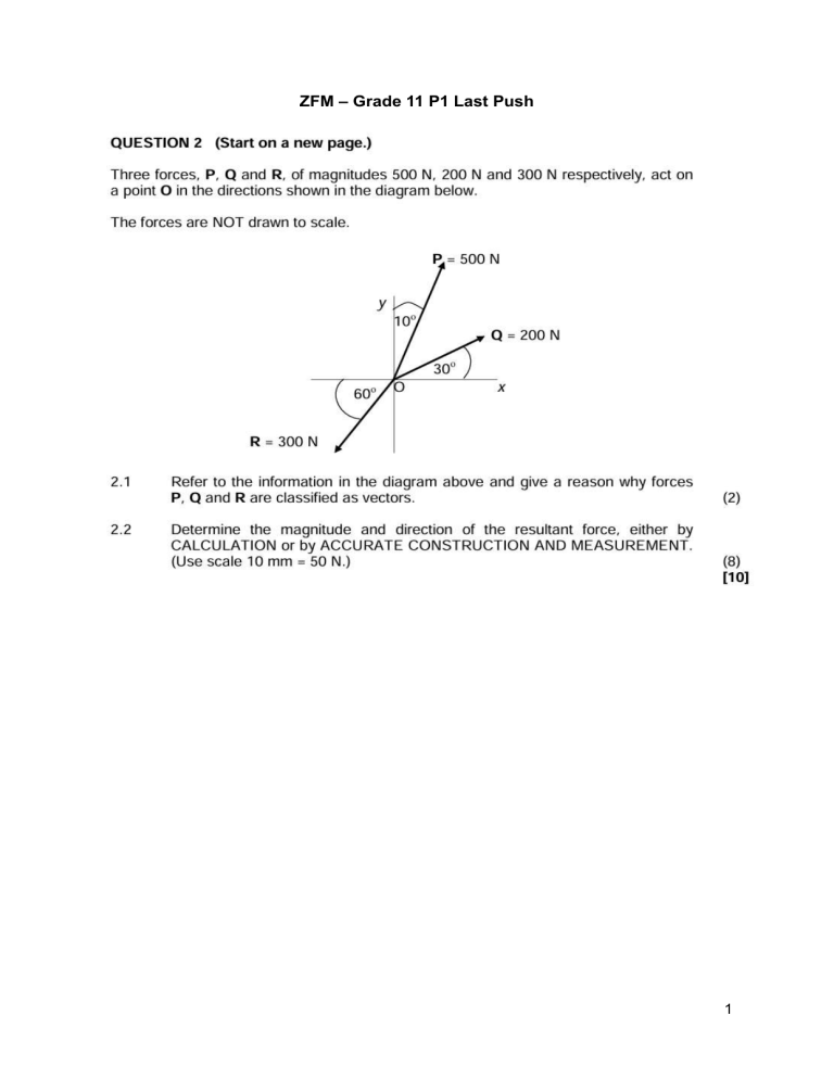 Grade 11 Physics Practice Paper: Forces, Electrostatics & Circuits