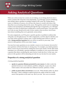 Asking Analytical Questions: Essay Writing Guide