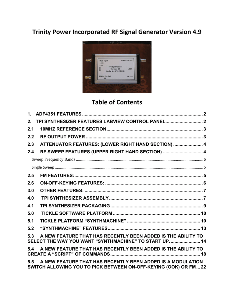 TPI RF Signal Generator 4.9 User Manual