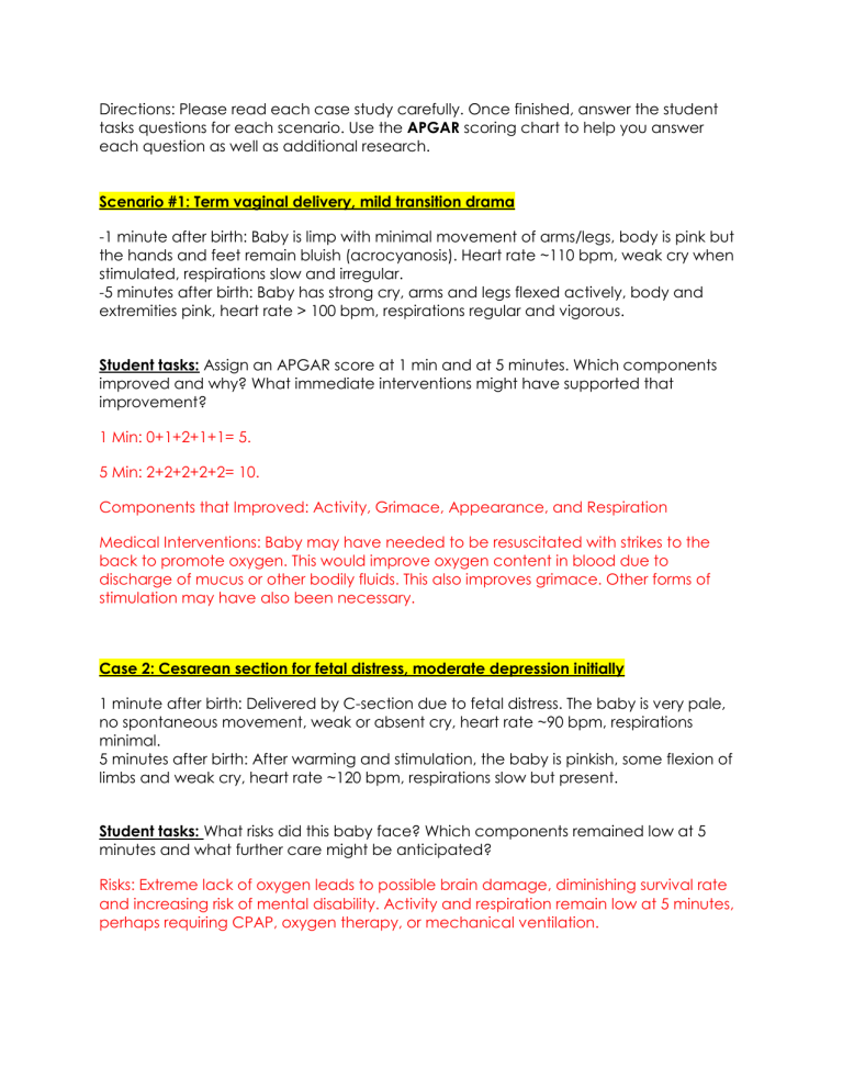 APGAR Scoring Case Studies: Newborn Assessment & Interventions