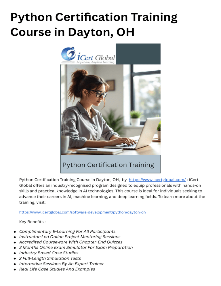 Python Certification Training Course in Dayton, OH