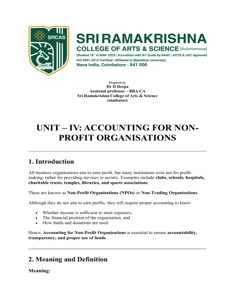 Accounting for Non-Profit Organisations: Financial Statements & NPO Basics