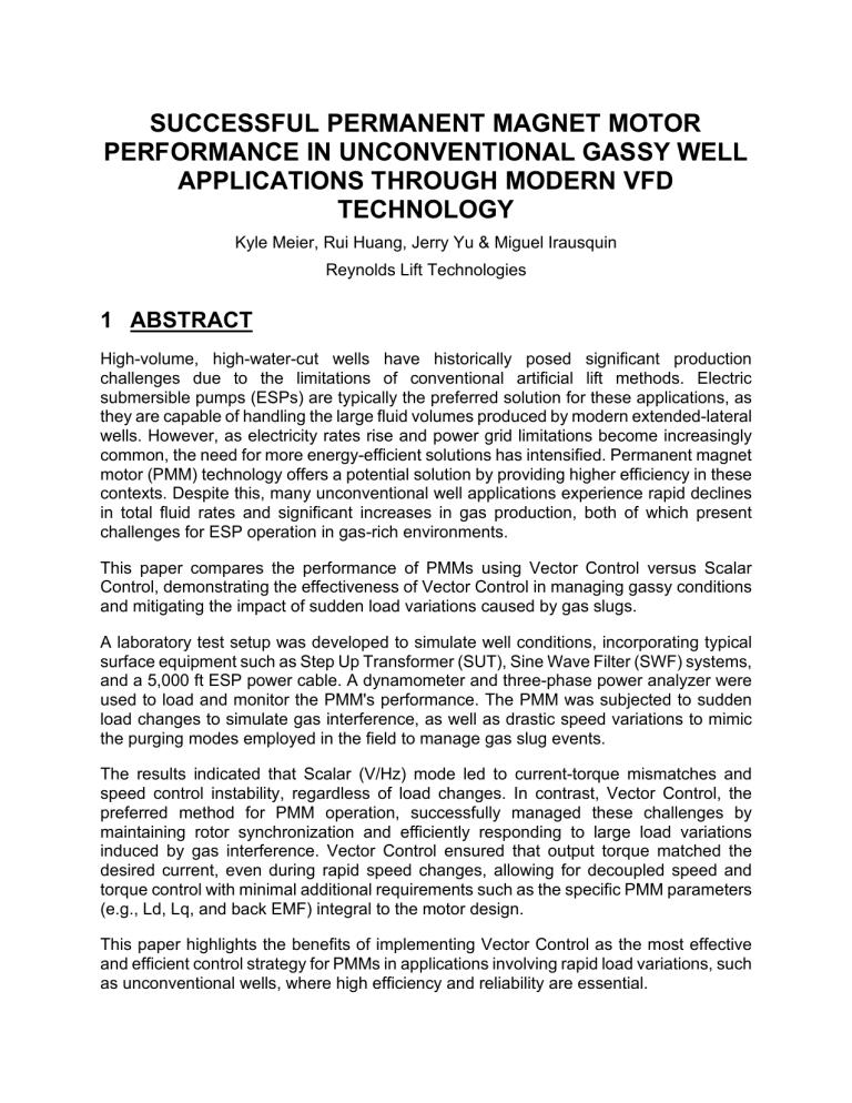 PMM Performance in Gassy Wells: Vector vs. Scalar Control with VFDs