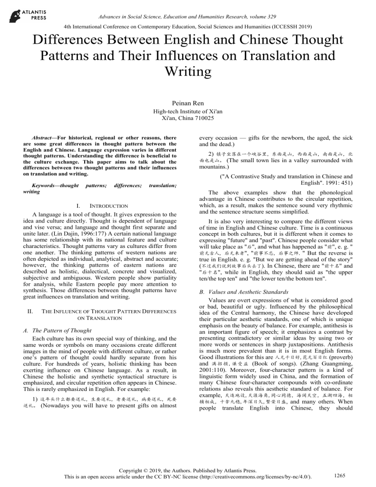 English vs. Chinese Thought Patterns: Impact on Translation & Writing