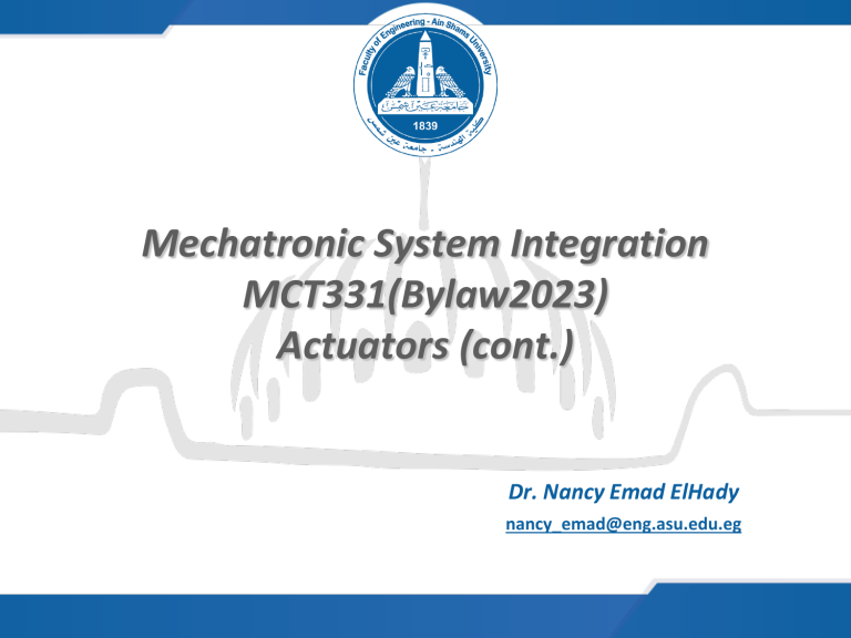 Mechatronic System Integration: Actuators, Stepper & DC Motors