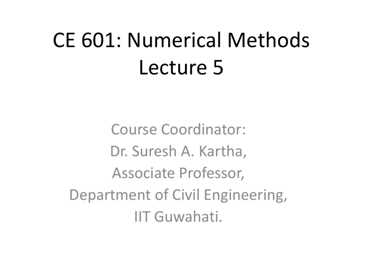 Numerical Methods Lecture 5: LU Decomposition & Elimination Schemes