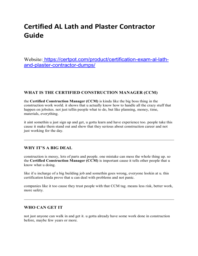 Certified Construction Manager (CCM) Guide