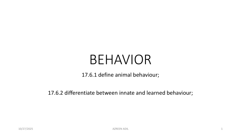 Animal Behavior: Innate vs Learned