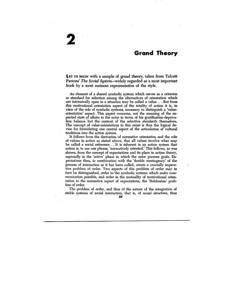 Grand Theory: A Critique of Talcott Parsons' The Social System