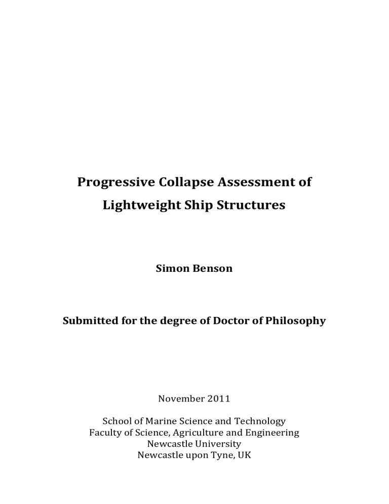 Progressive Collapse Assessment of Lightweight Ship Structures Thesis