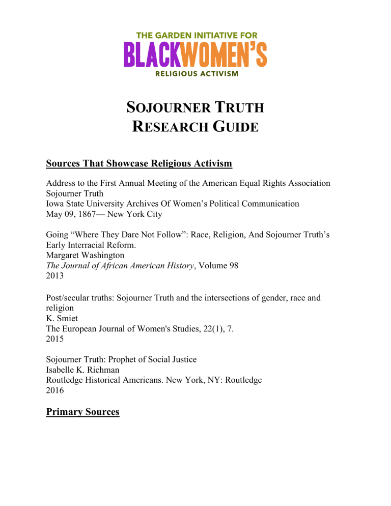 Sojourner Truth Research Guide