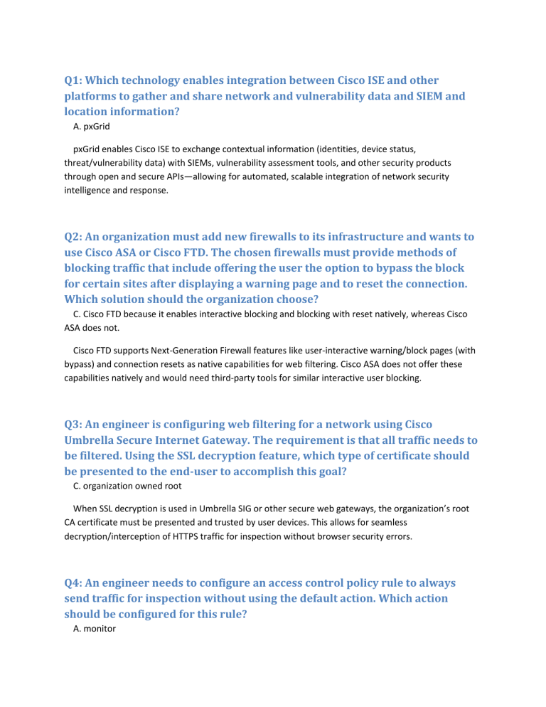 Cisco Security & Networking Practice Questions with Explanations