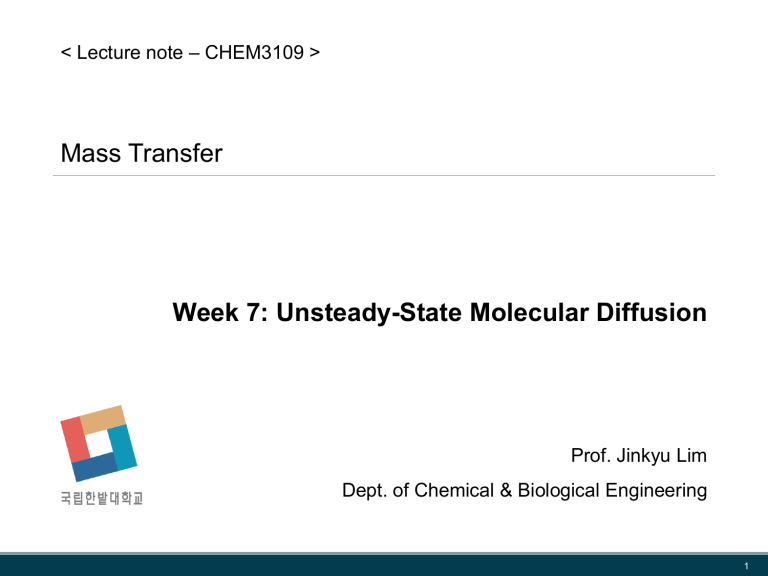 Unsteady-State Molecular Diffusion: Fick's 2nd Law & Semi-Infinite Media