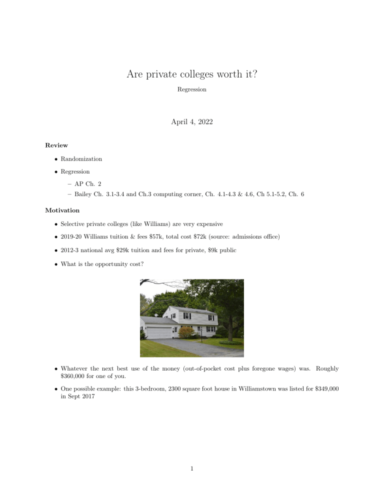 Are Private Colleges Worth It? Regression Analysis in Economics