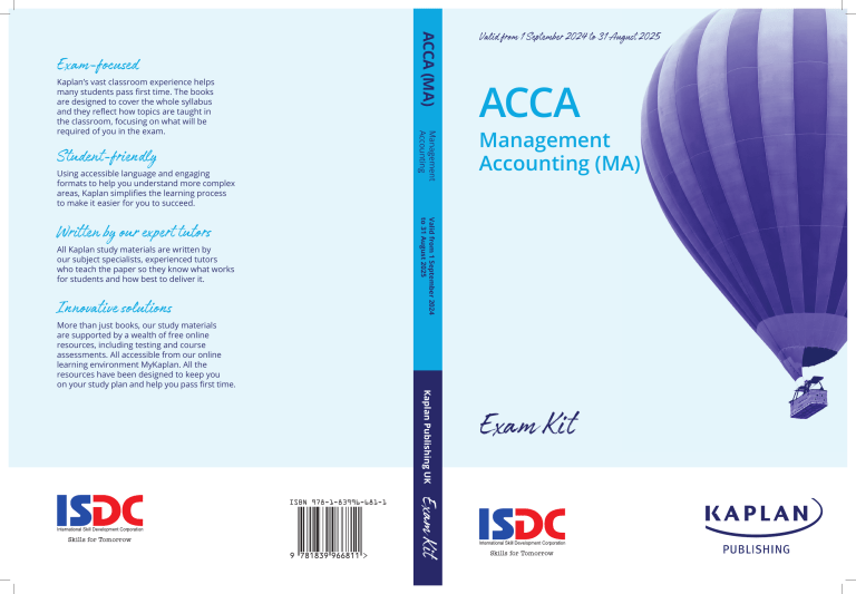 ACCA MA Exam Kit: Management Accounting Practice Questions
