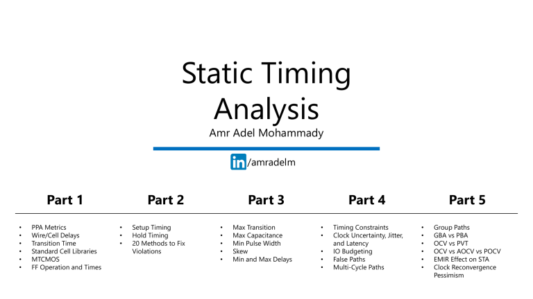 Static Timing Analysis in VLSI Design