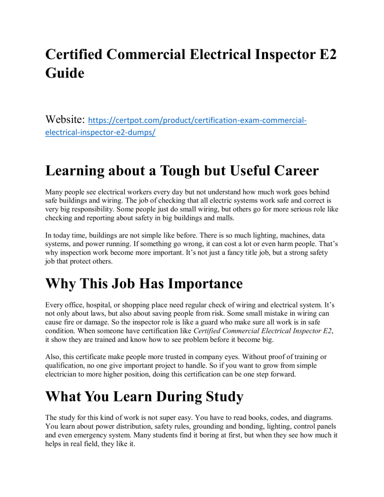 Certified Commercial Electrical Inspector E2 Guide