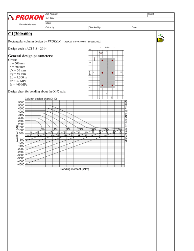 Concrete Column Design Calculation Sheet (ACI 318-14)