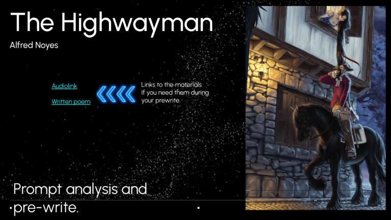 "The Highwayman" Pre-writing Activity: Lesson Plan