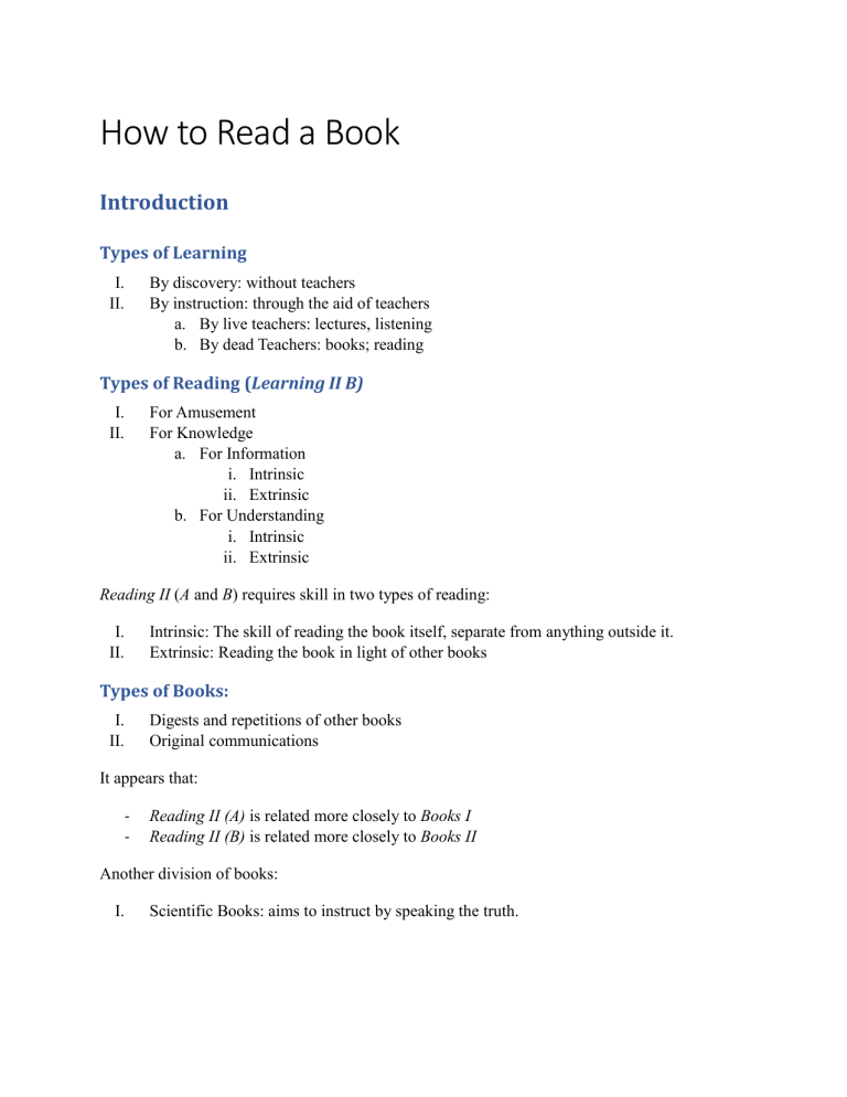 How to Read a Book: A Guide to Intrinsic & Extrinsic Reading Skills