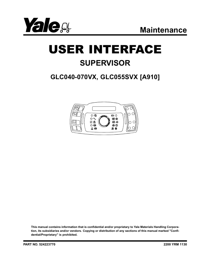 Yale Lift Truck User Interface Maintenance Manual