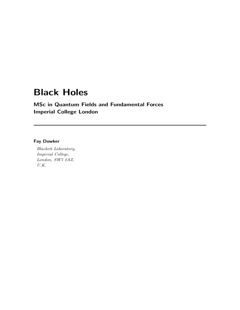 Black Holes: MSc Lecture Notes on Quantum Fields & General Relativity