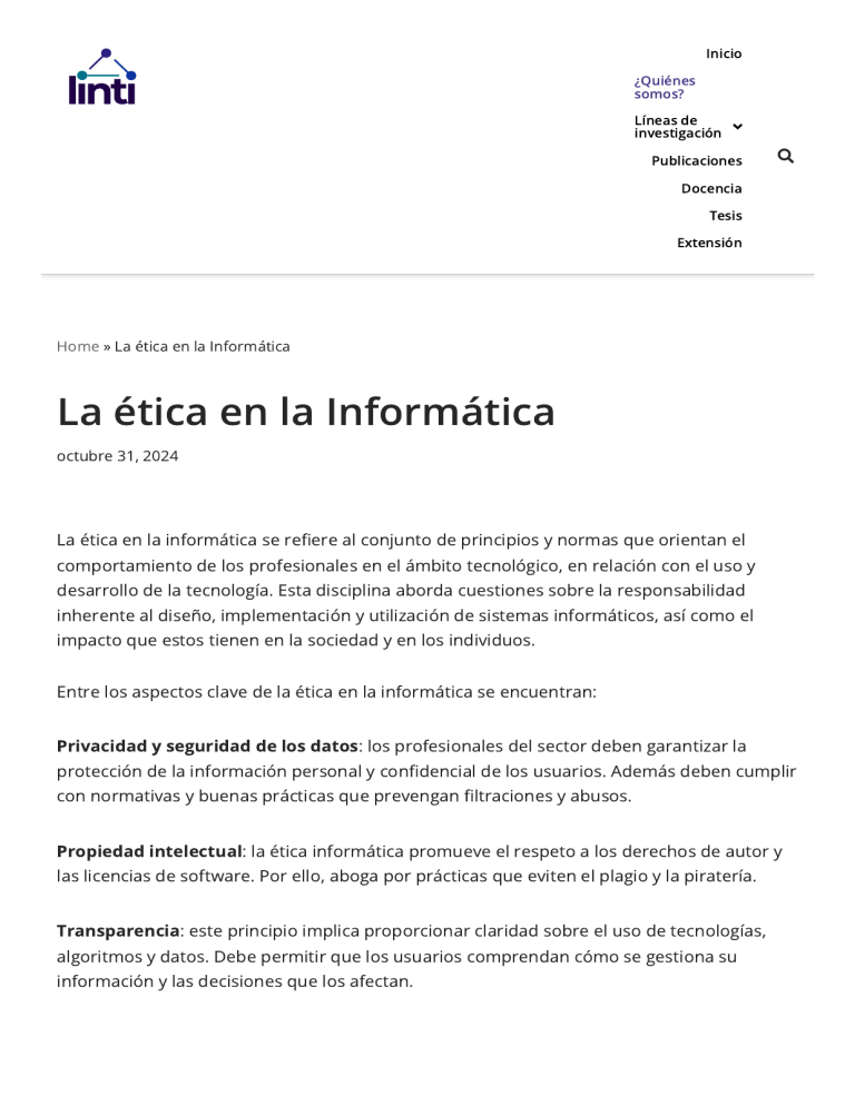Ética en la Informática: Principios y Responsabilidades