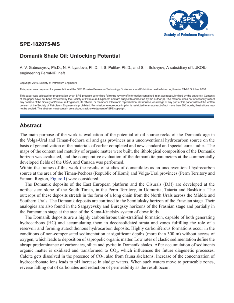 Domanik Shale Oil: Unlocking Potential in Volga-Ural & Timan-Pechora