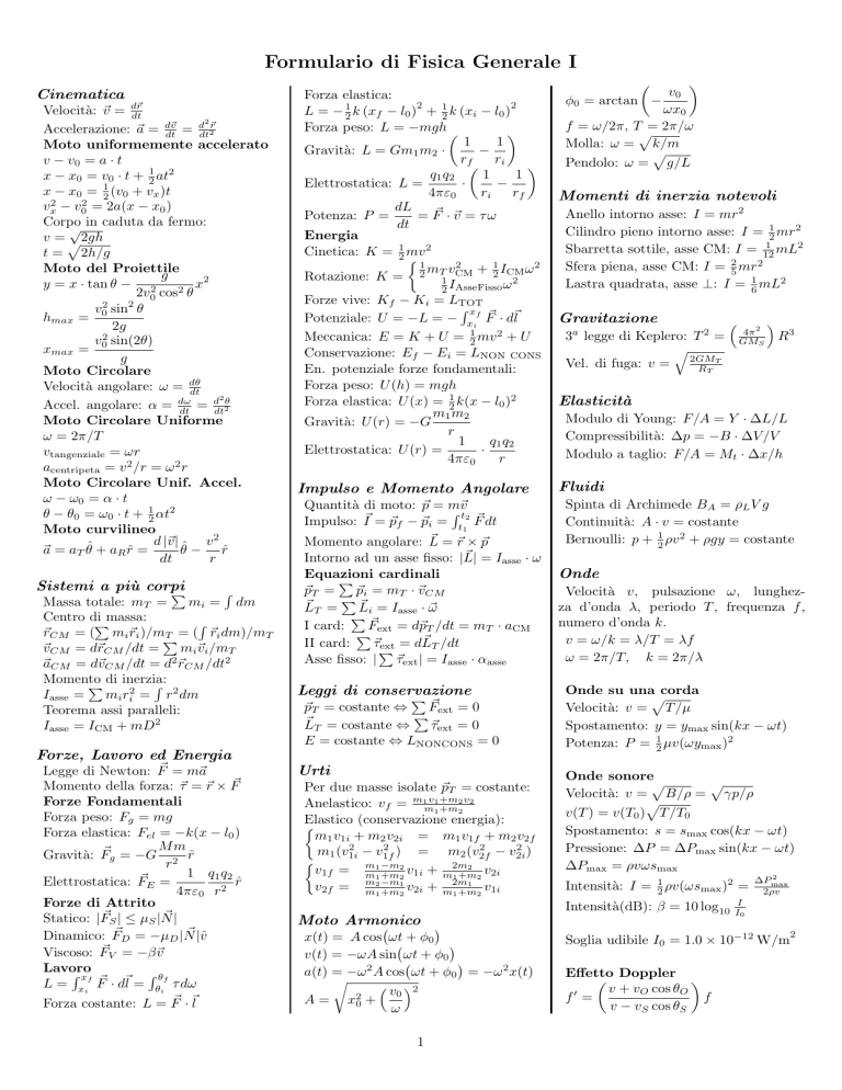 Physics Formula Sheet - Kinematics, Dynamics, Thermo