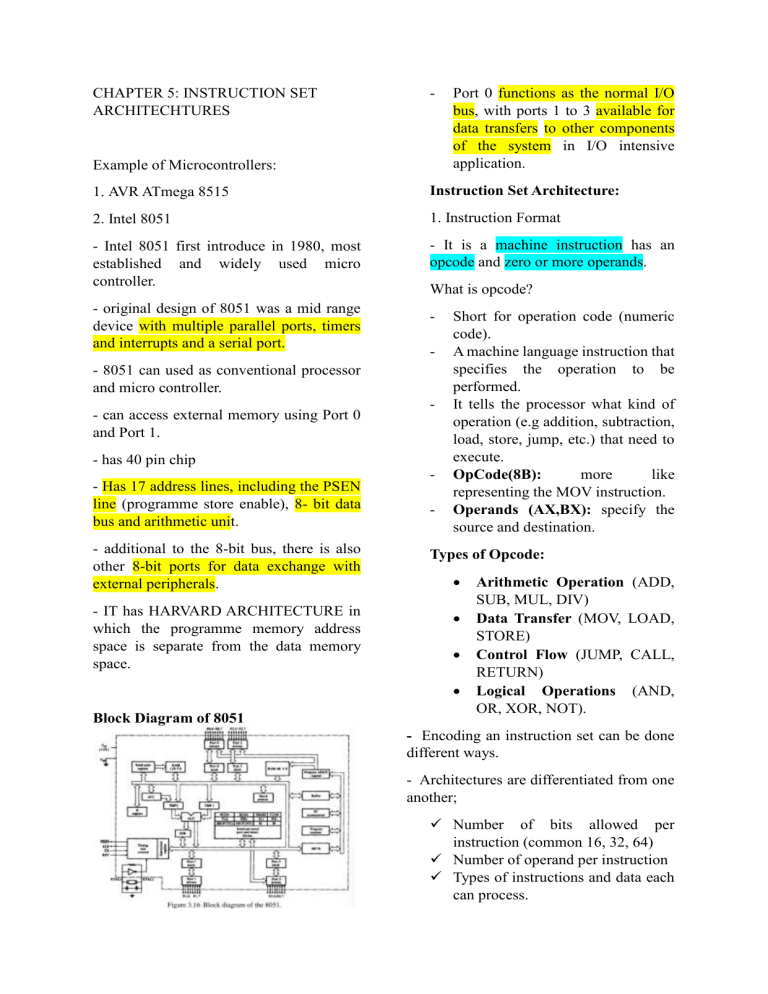 Instruction Set Architectures Chapter