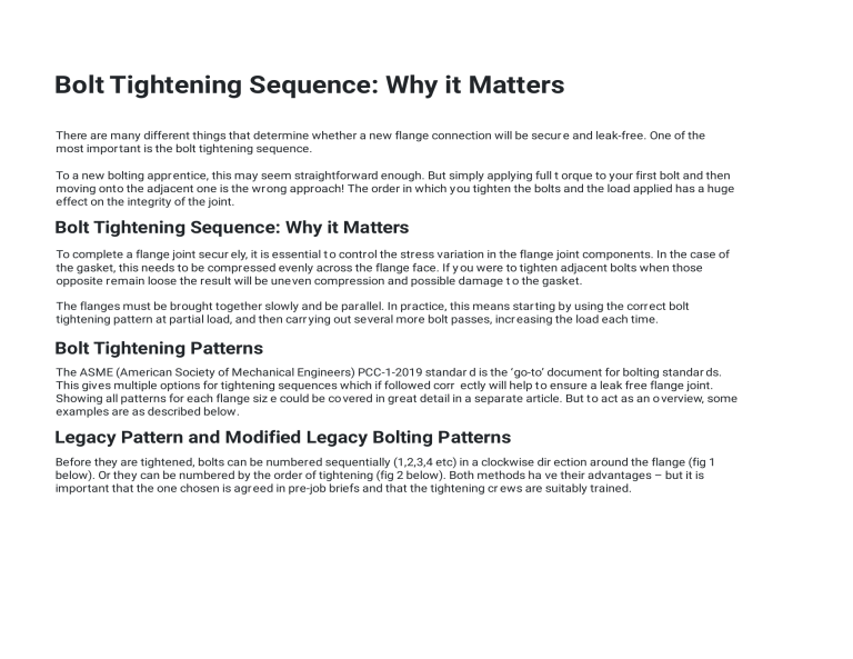 Bolt Tightening Sequence: Why It Matters | Flange Connections