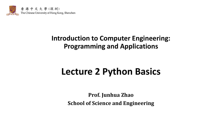 Python Basics for Computer Engineering: Programming & Applications Lecture
