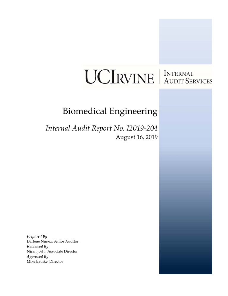 Biomedical Engineering Internal Audit Report | UCI Medical Equipment