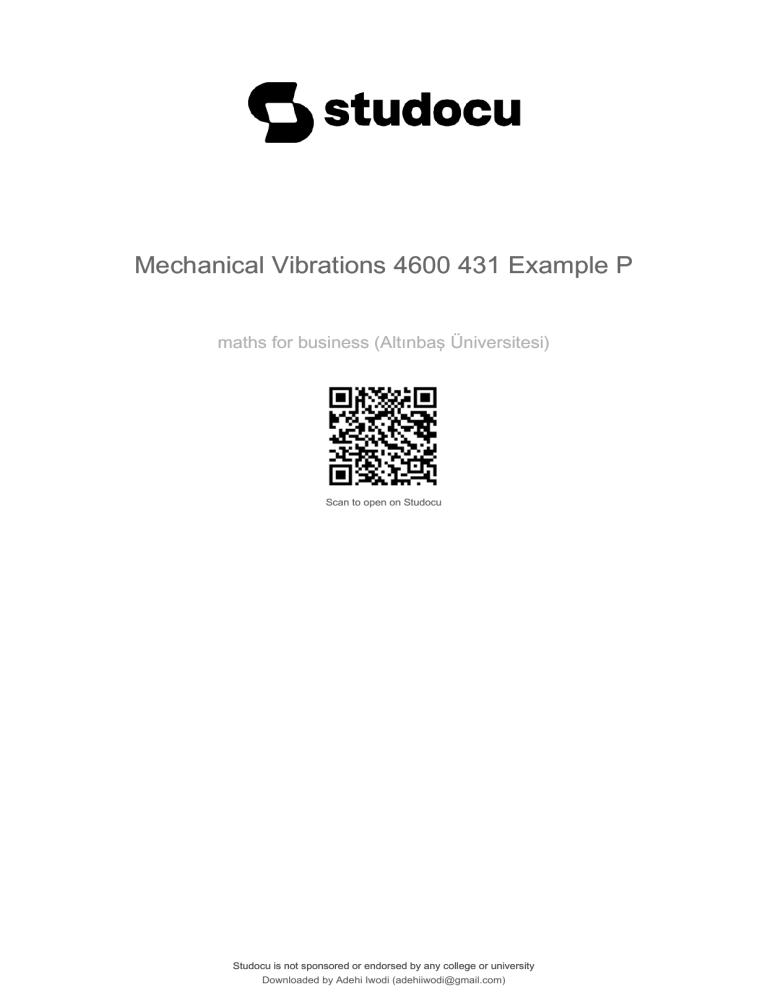 Mechanical Vibrations Example Problems