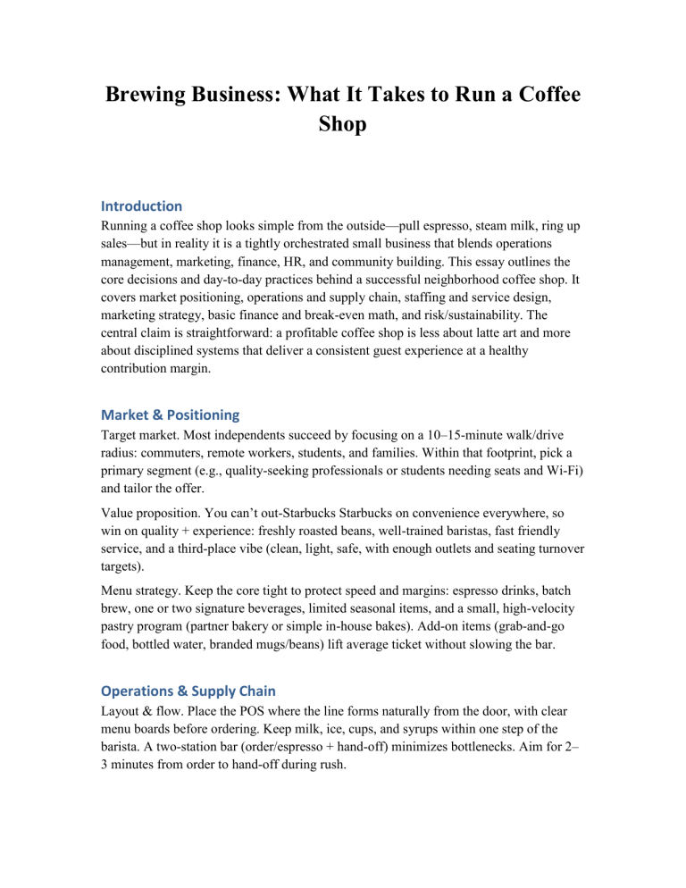 Brewing Business: A Guide to Running a Successful Coffee Shop