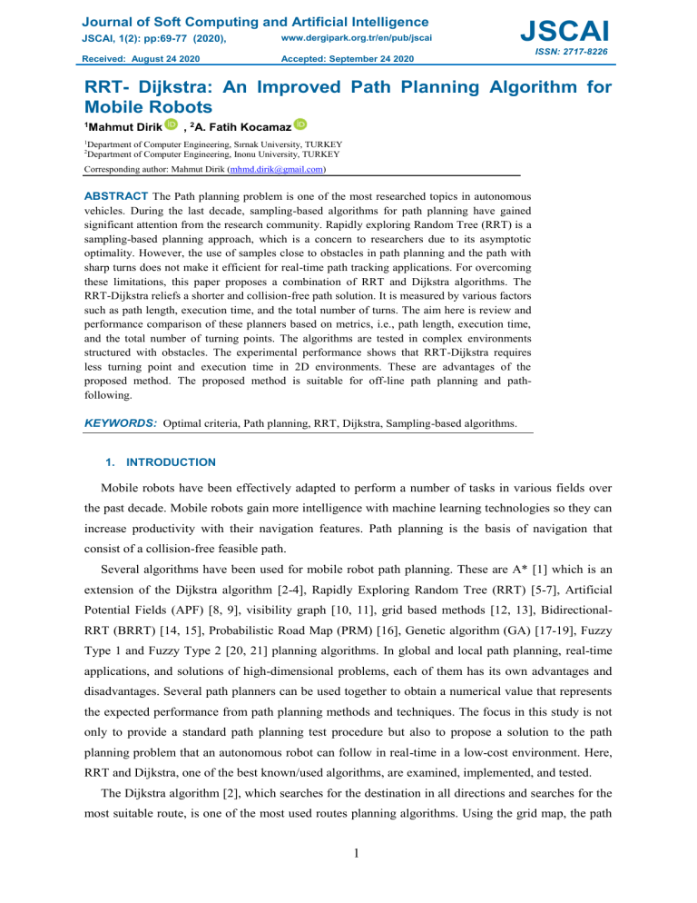 RRT-Dijkstra Path Planning Algorithm for Mobile Robots