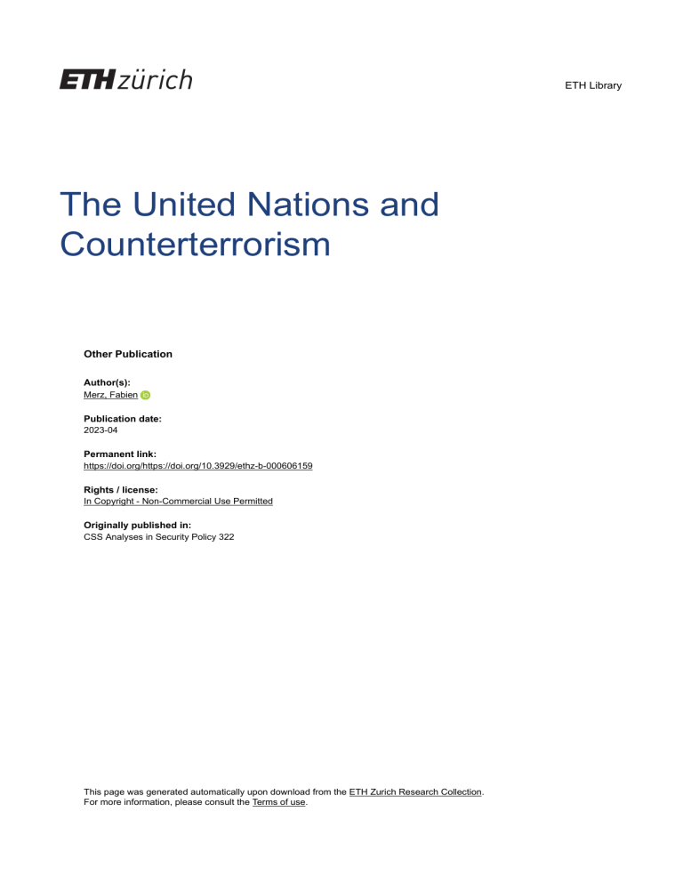 UN Counterterrorism: Framework, Architecture, and Challenges
