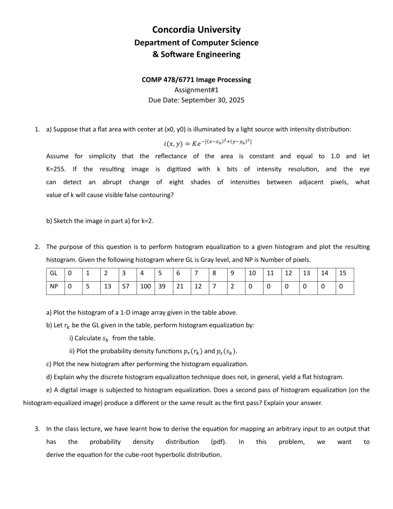 Concordia University COMP 478/6771 Image Processing Assignment 1