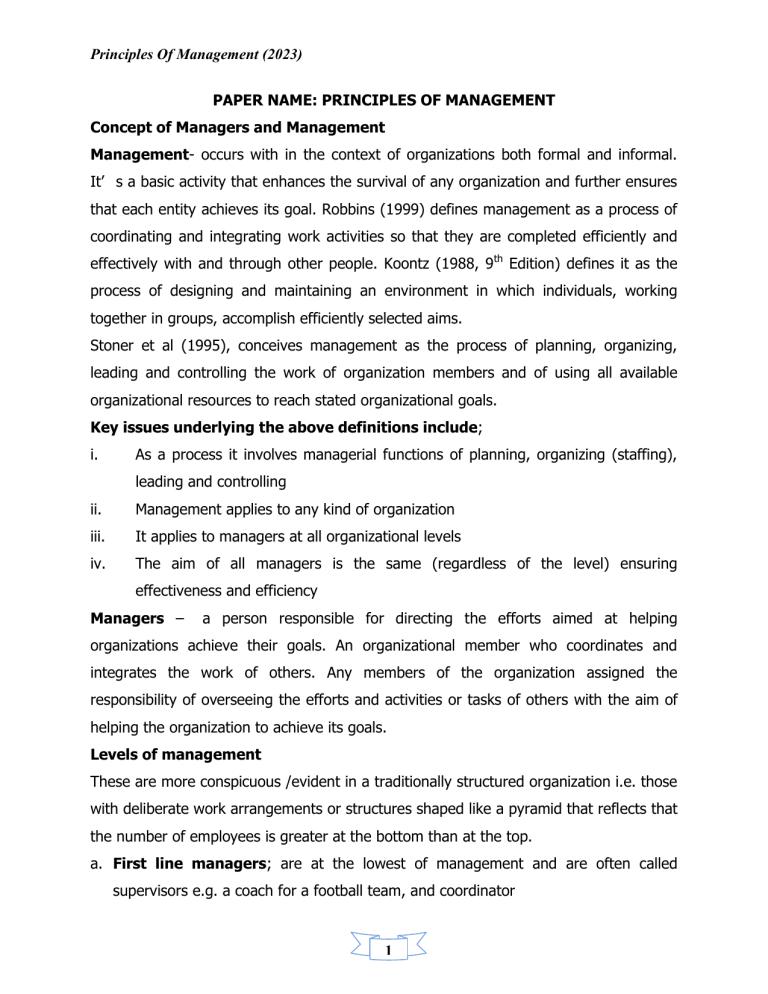 Principles of Management: Concepts & Functions