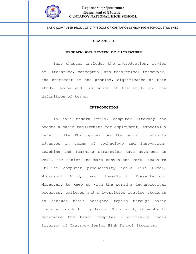 Computer Literacy of Senior High School Students