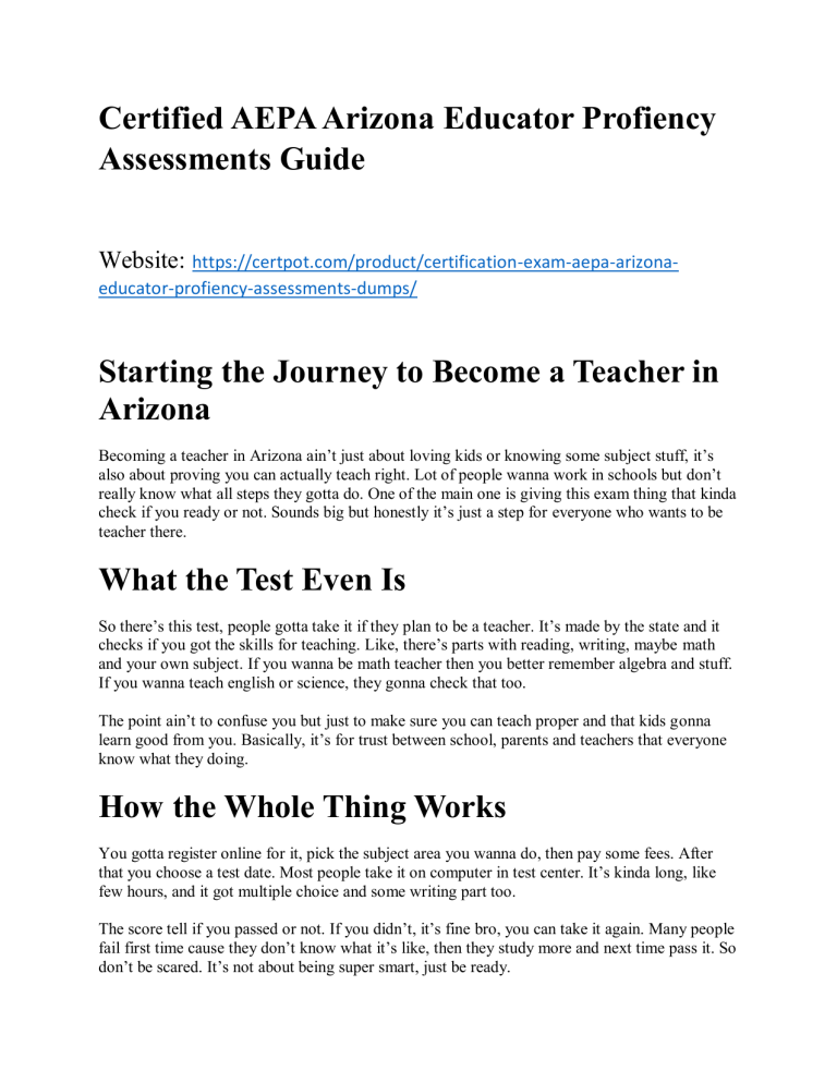 AEPA Arizona Educator Proficiency Assessments Guide