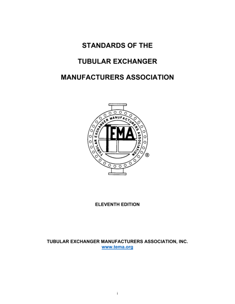 TEMA Standards for Tubular Heat Exchangers