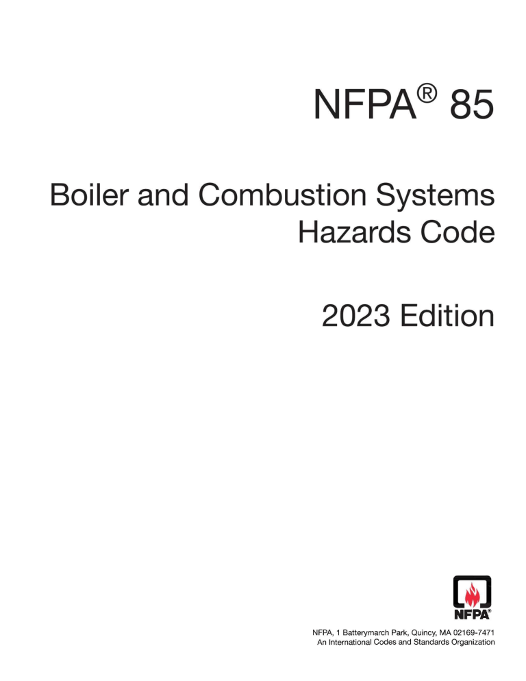 NFPA 85: Boiler & Combustion Systems Hazards Code, 2023